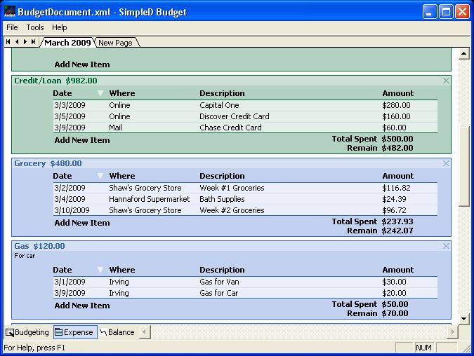 SimpleD Budget - Free Budget Tracker Software (Windows)