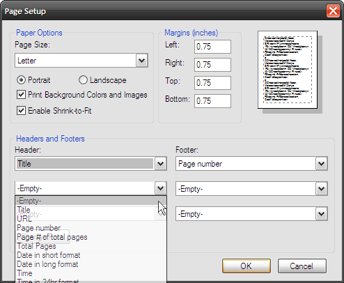 Customizing Headers & Footers for Printing Webpages