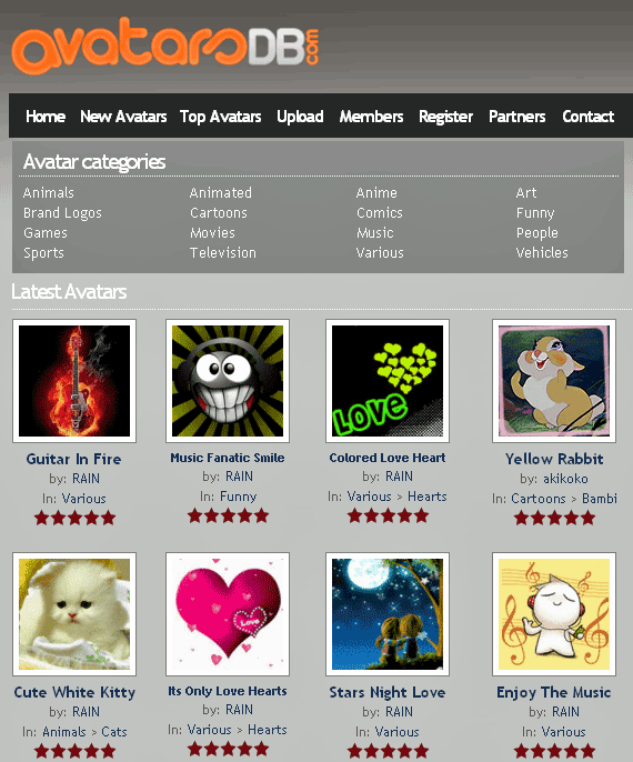 AvatarsDB: Free Avatar Directory