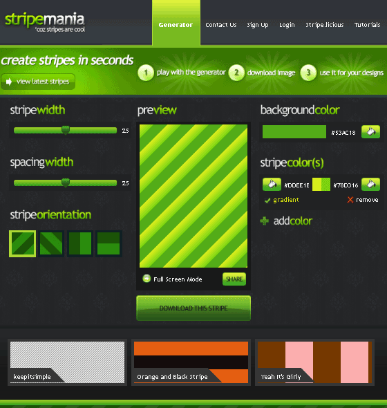 StripeMania: Generate Stripes Online