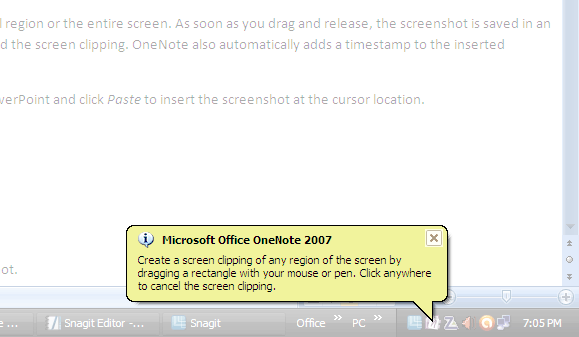 How To Take Office 2007 Screenshots With OneNote