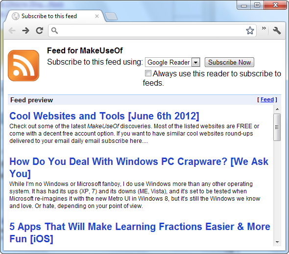 Easily Subscribe to Feeds With the RSS Subscription Extension [Chrome]