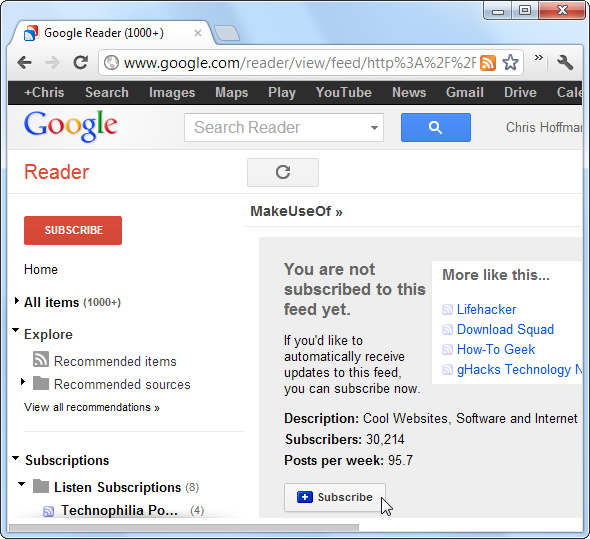 Easily Subscribe to Feeds With the RSS Subscription Extension [Chrome]