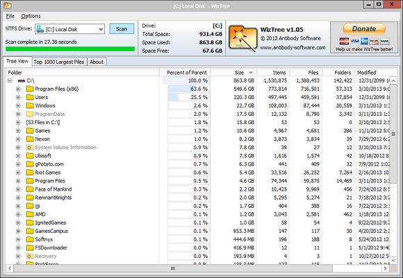 WizTree Can Help You Find What Is Hogging Your Disk Space [Windows]