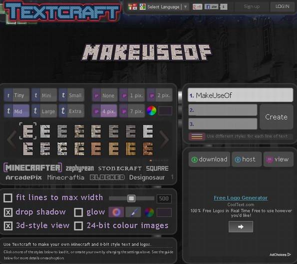Textcraft: Minecraft & 8-Bit Style Online Text Generator