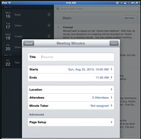 MinuteTaker and Meetings Help You Produce Professional iPad Minute Reports