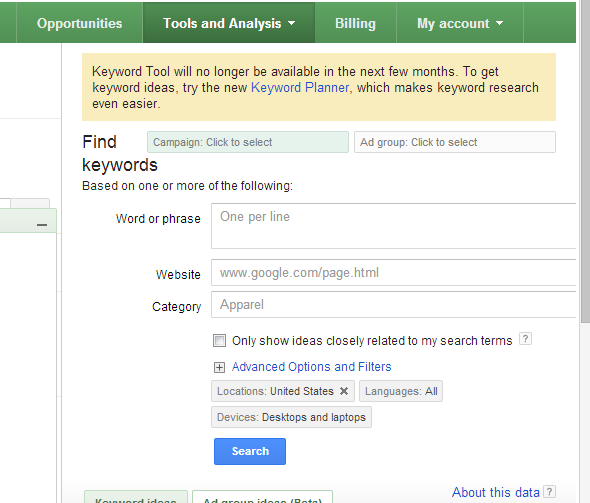 Key Differences Between Google Adwords Tool And The Keyword Planner
