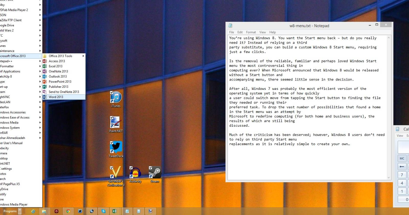 Build A Custom Windows 8 Start Menu Using Toolbars