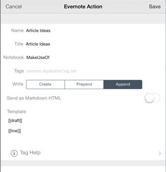 Send Content To Evernote In Record Time Using Drafts For iOS