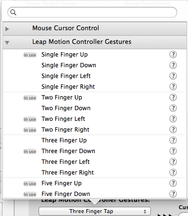 leap motion gestures