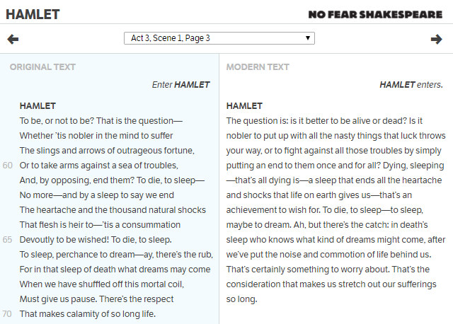Read Shakespeare Side-by-Side in a Modern Translation
