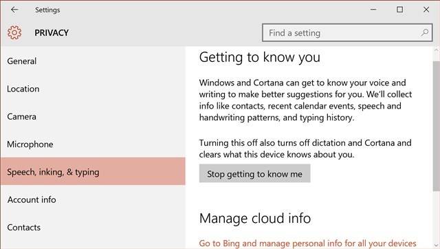 How to Disable Windows 10's "Getting to Know You" Feature