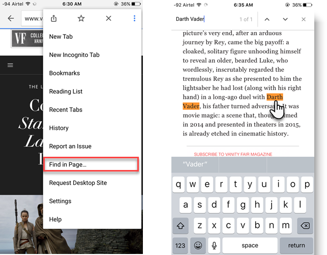 How to Search for Text in Any Mobile Browser