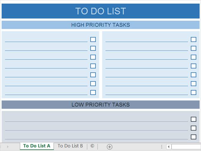 excel things to do template