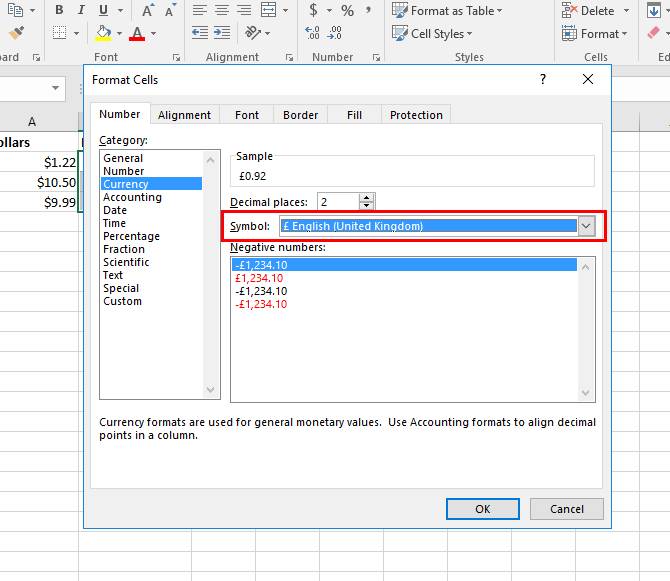 How to Use Different Currency Symbols in Specific Cells in Excel