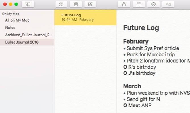 Create a Bullet Journal on Your Mac With Reminders, Calendar, or Notes