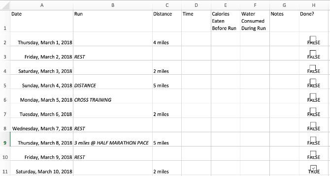 How to Create a Marathon Training Plan With Excel
