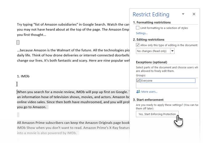 How to Allow Editing of a Restricted Word Document