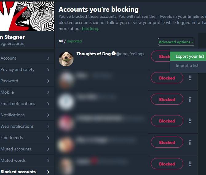 How to Share and Import Twitter Block Lists