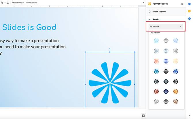 How to Recolor Images and Objects in Google Slides