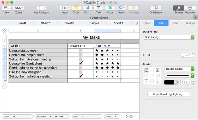 How to Add Checkboxes, Ratings, Sliders, and Popup Menus in Numbers for Mac
