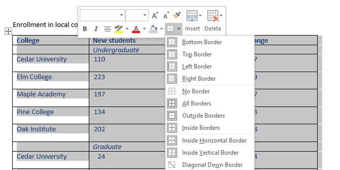 How to Format Table Border Lines in Microsoft Word