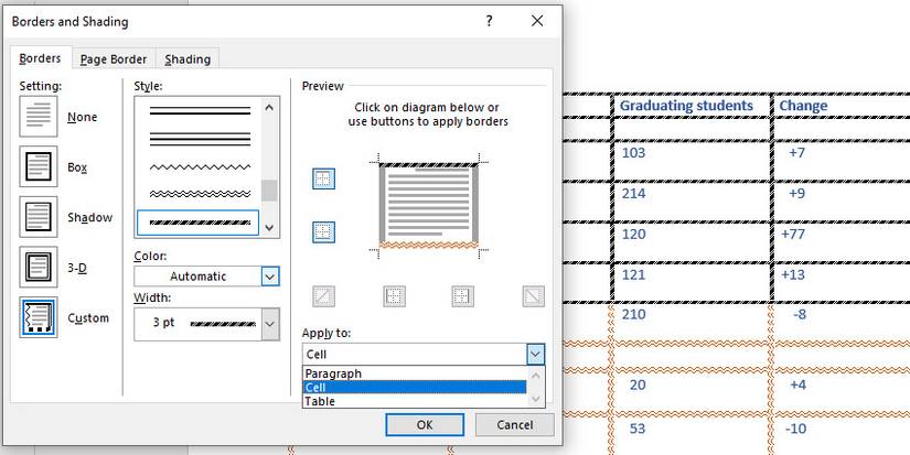 border lines in word