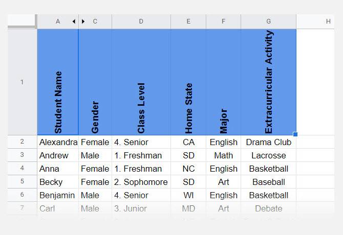 How to Rotate Text in Google Sheets