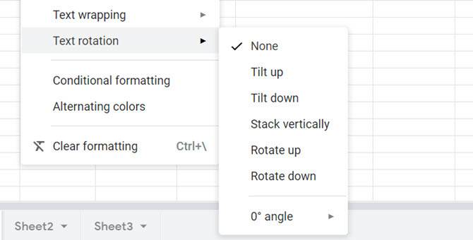 How to Rotate Text in Google Sheets