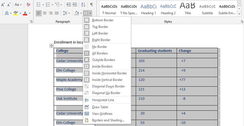How to Format Table Border Lines in Microsoft Word