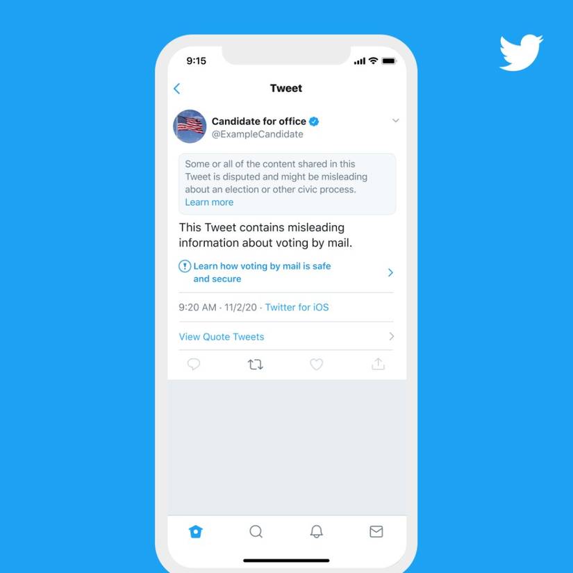 Twitter Previews Labels for Tweets With False US Election Results