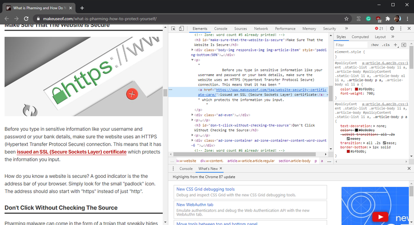 How to Inspect Suspicious Links Using Your Browser's Inbuilt Tools