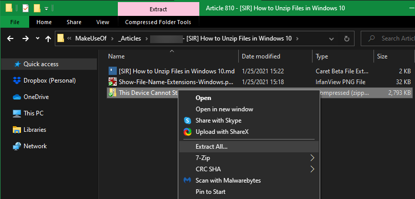 How to Unzip Files in Windows 10
