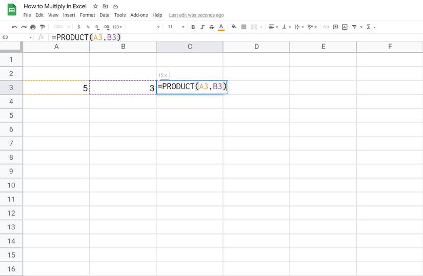 multiply in excel
