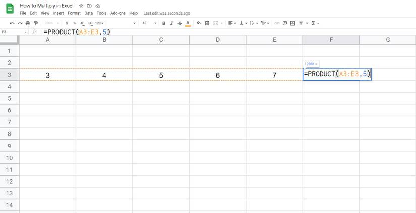 formula excel multiply