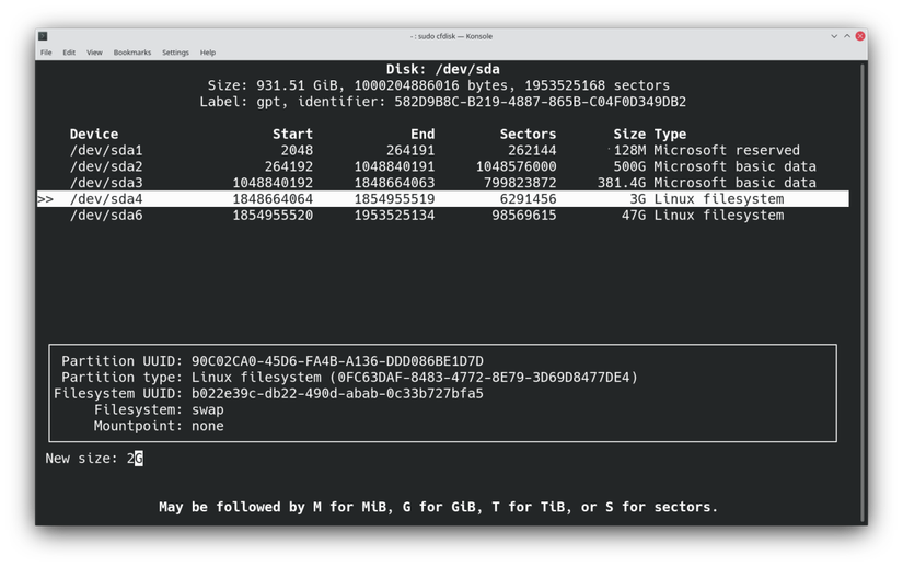 How to Create, Resize and Delete Linux Partitions With Cfdisk