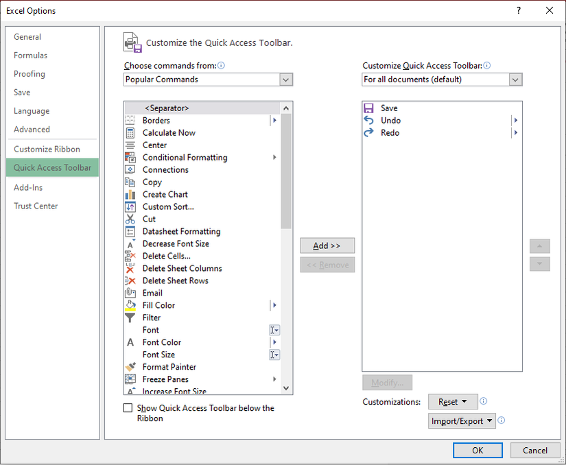 How to Customize Quick Access Toolbar in Excel