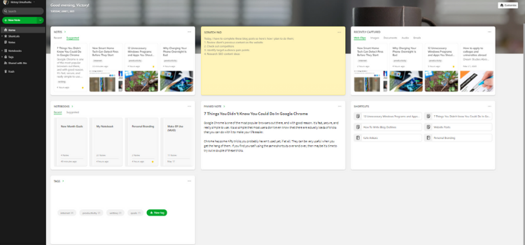 Evernote's New Home Dashboard: Use Handy Widgets to Organize Your Notes