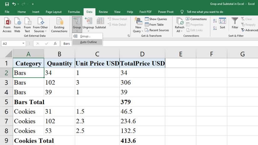 How to Group Rows and Columns With Outlines and Subtotals in Excel