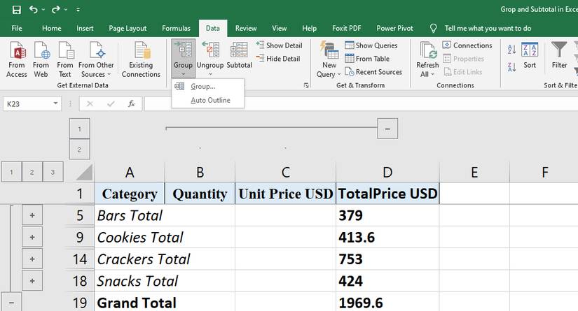 How to Group Rows and Columns With Outlines and Subtotals in Excel