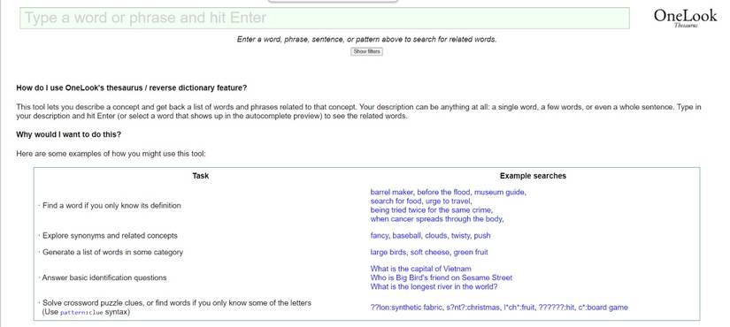 How to Find the Word You Can't Remember With OneLook Reverse Dictionary