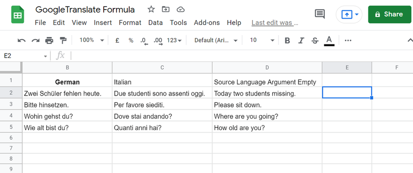 How to Use the Google Translate Function in Google Sheets