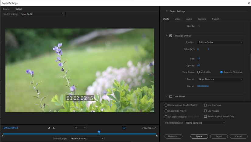 How to Create a Timecode Burn-In With Adobe Premiere Pro