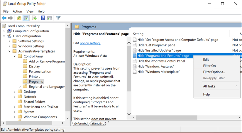 How to Hide Installed Programs on Windows 10