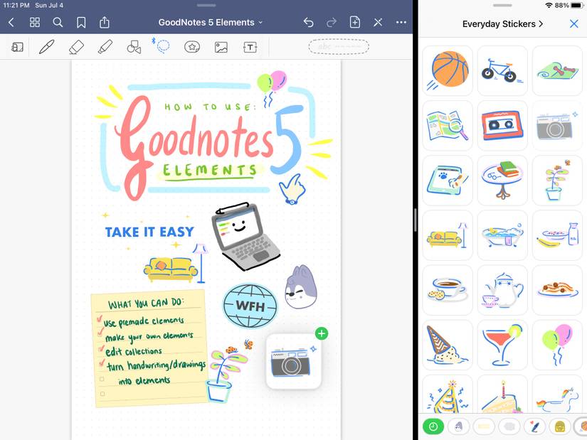 How to Use the Elements Tool in GoodNotes 5