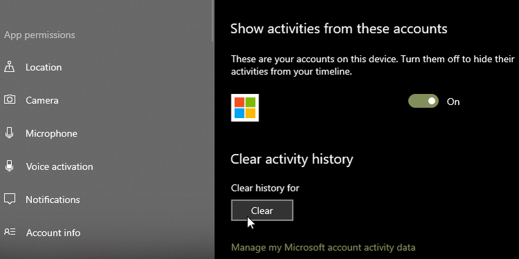 How to View and Clear the Windows 10 Activity History