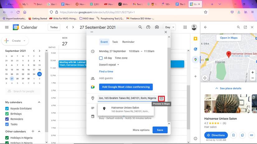 How to Use Google Maps With Google Calendar to Preview an Event Location