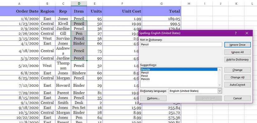 How to Spell and Grammar Check in Excel