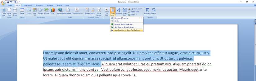 Use Microsoft Word's Quick Parts to Insert Frequently Used Text