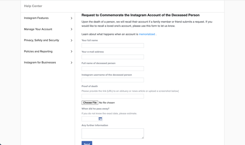 How to Request Instagram Memorialize an Account When Someone Dies